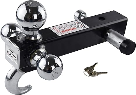 TOPTOW 64180L Trailer Receiver Hitch Triple Ball Mount with Hook, Fits ...